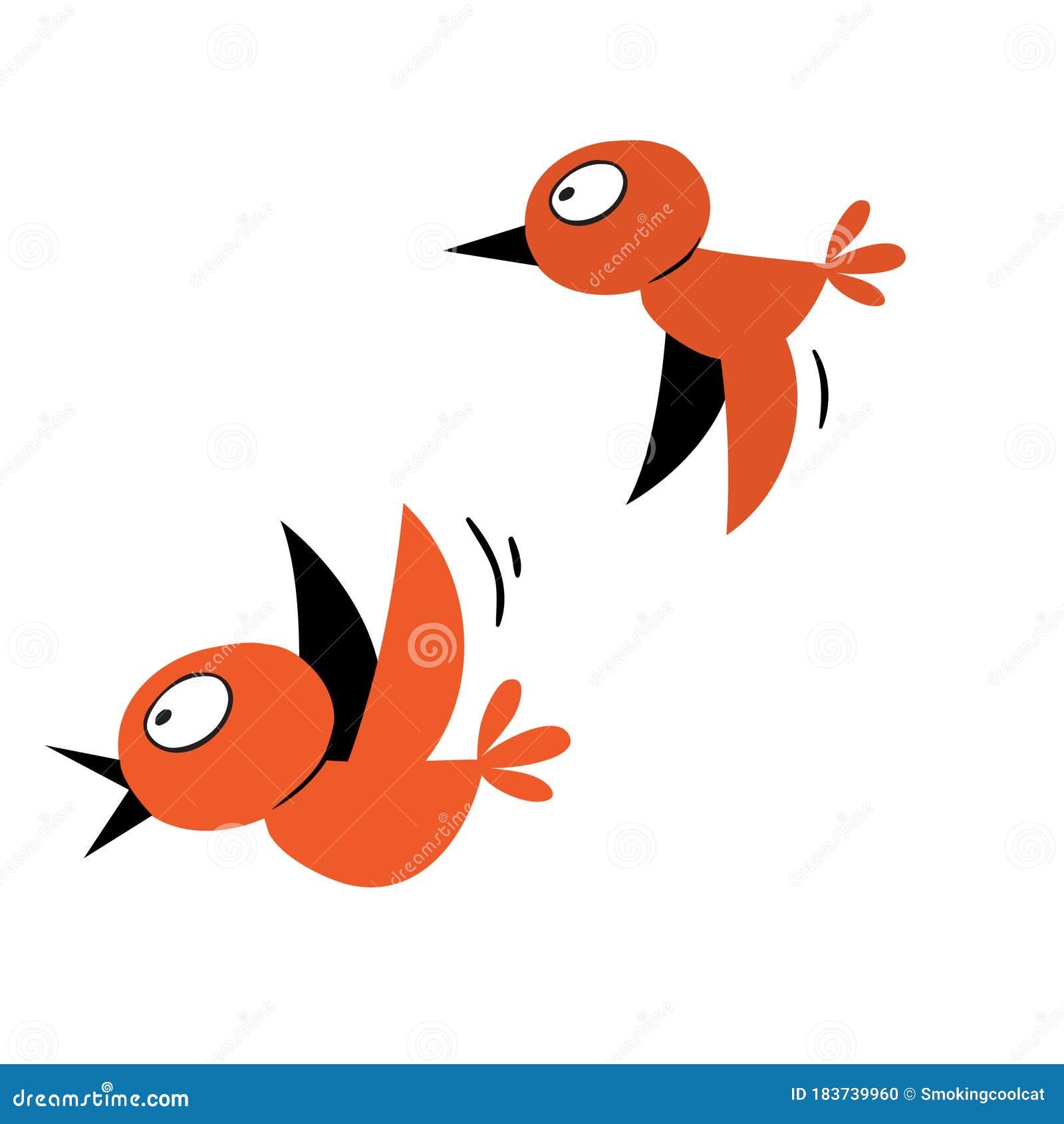 Two orange birds flying stock vector. Illustration of mascot - 183739960