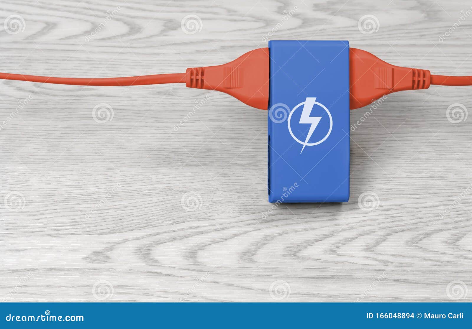 Two Orange Cables Connected To a Multiple Socket Stock Photo - Image of ...
