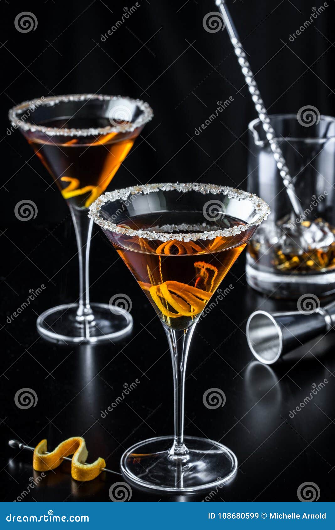 Two Orange Citrus Martinis Stirred Stock Image - Image of martinis ...