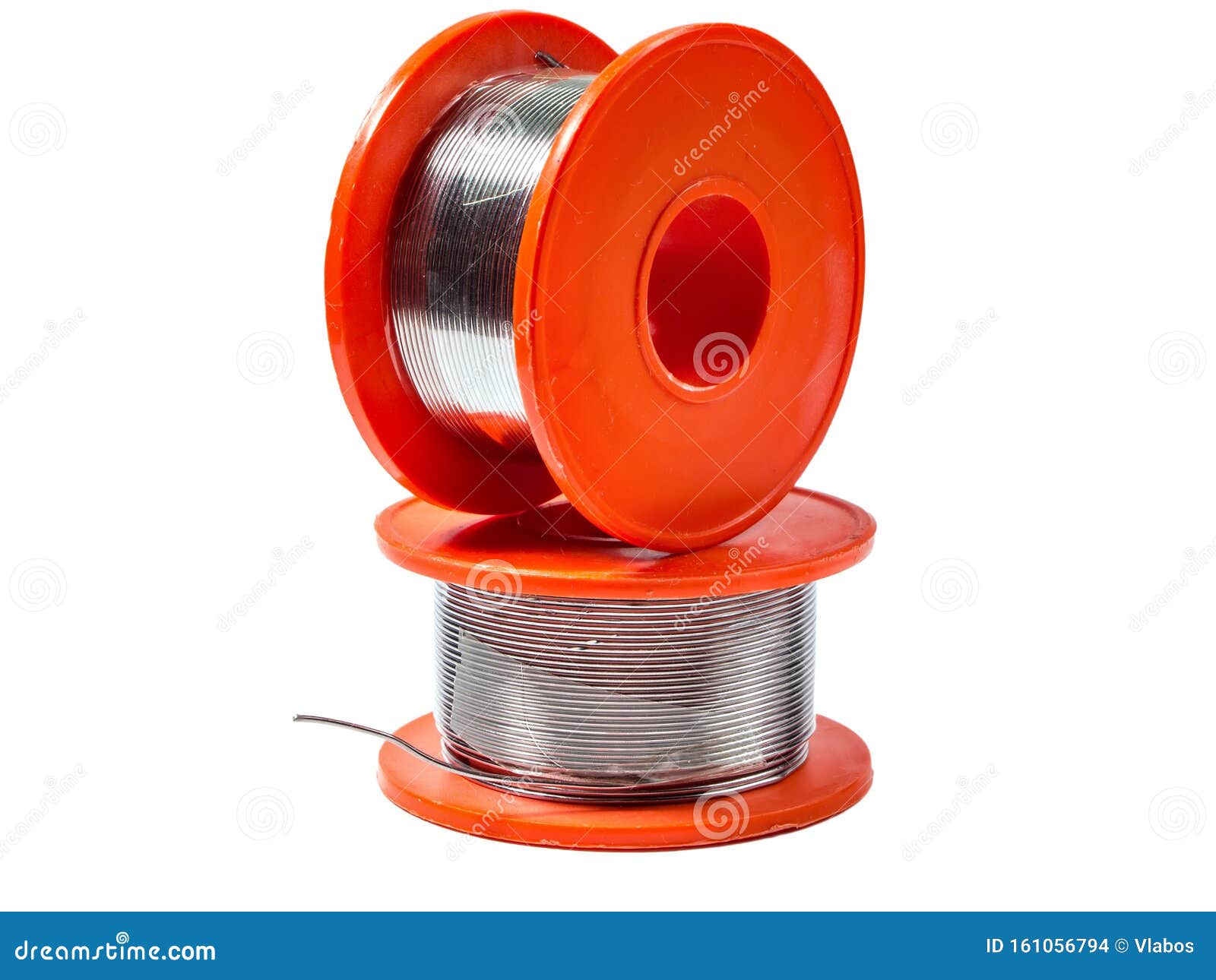 Two Orange Coils of Fine Solder Isolated on a White Background Stock ...