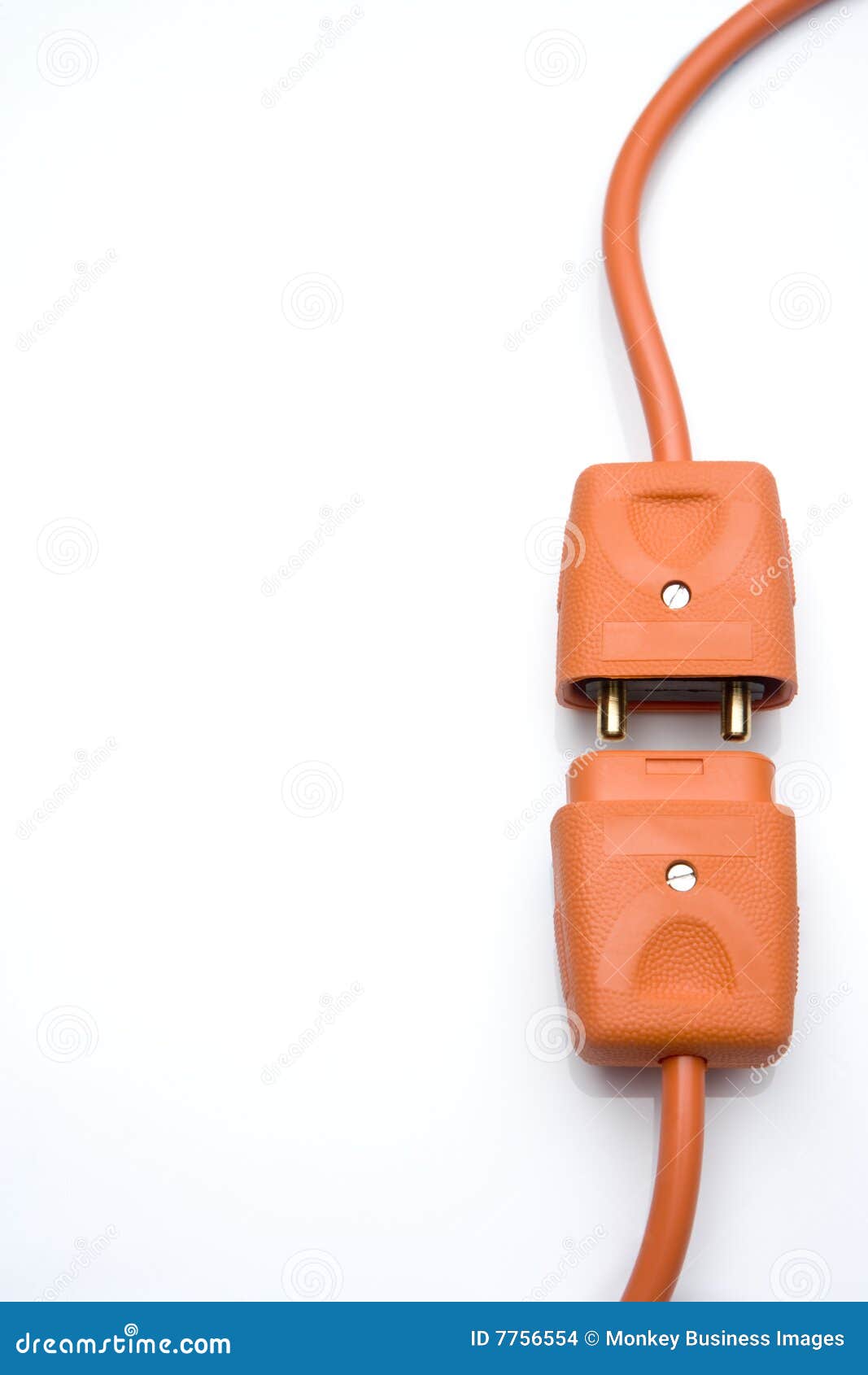 Two Orange Electric Plugs stock photo. Image of lead, cord - 7756554