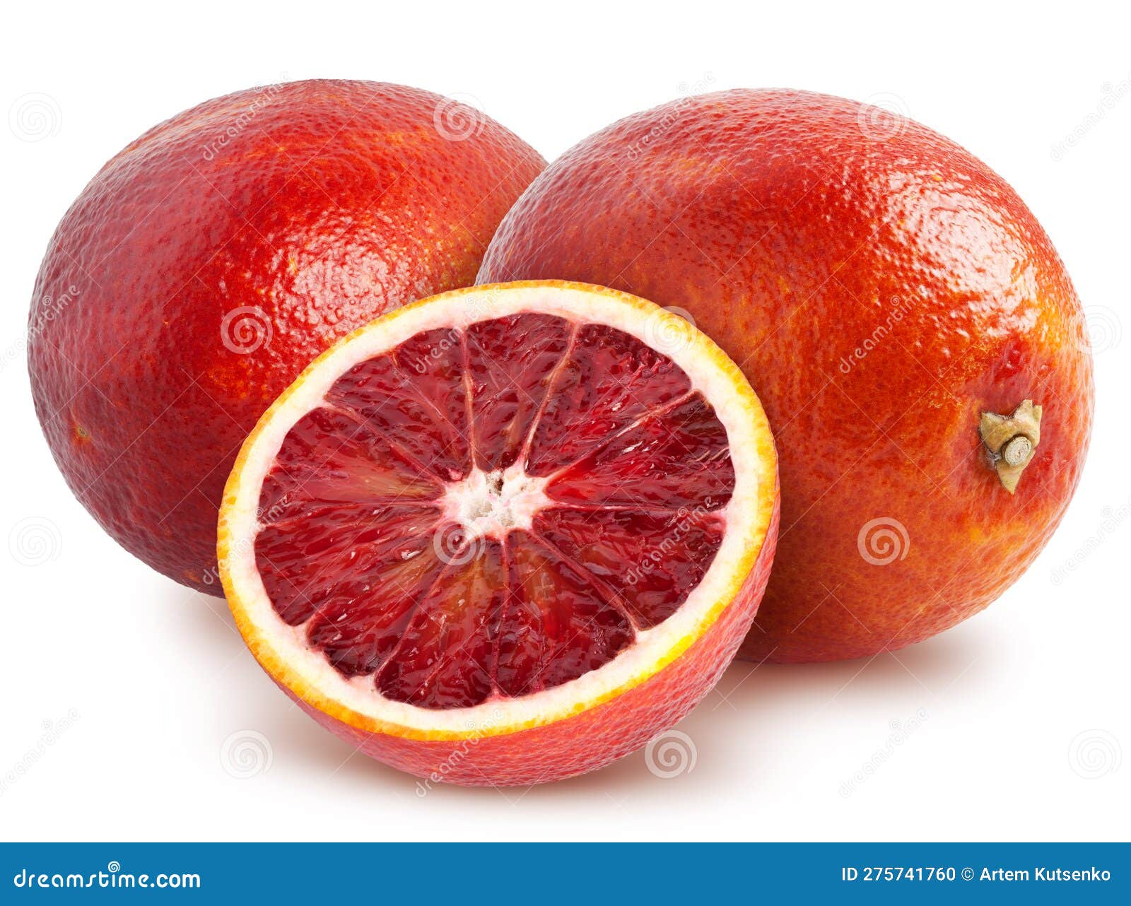 Two Orange Fruit and Half Isolated on White Background with Clipping ...