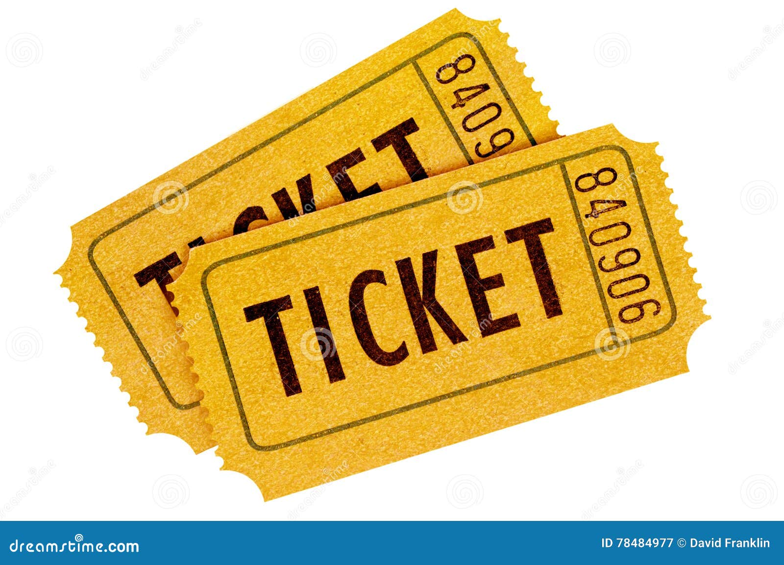 Two Orange Movie Tickets Isolated on a White Background. Stock Image ...