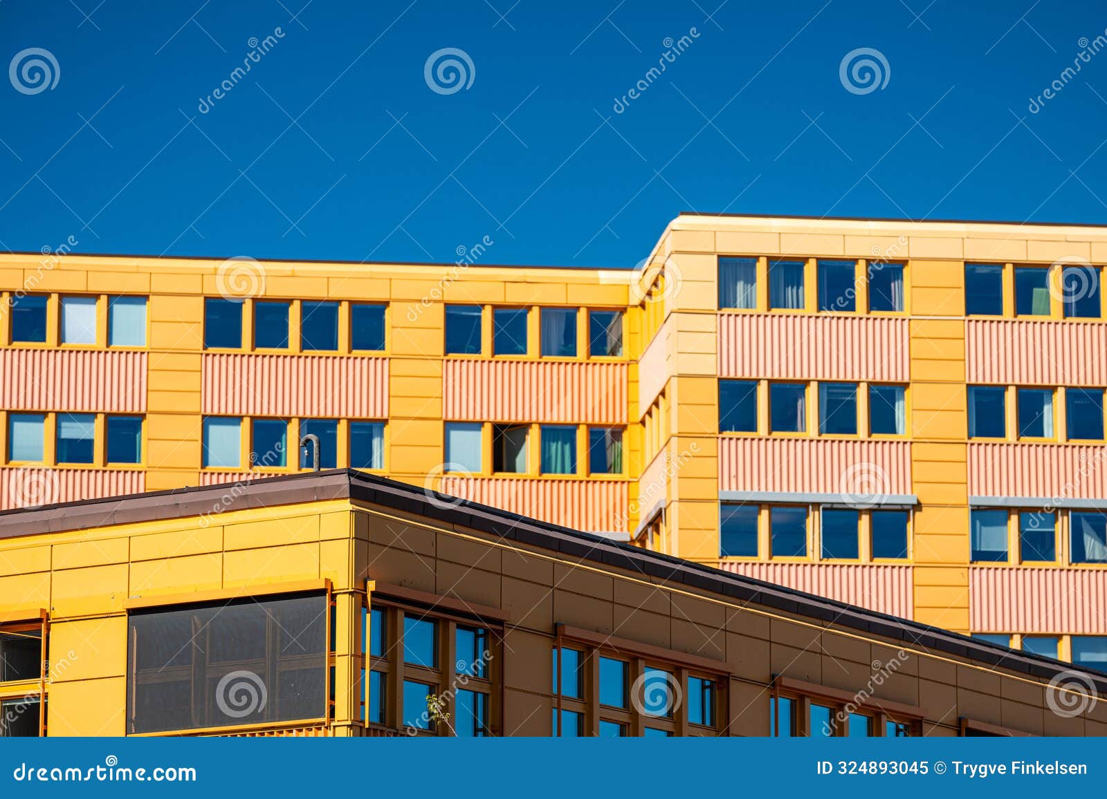 Two Orange Office Buildings at an Angle.. Stock Image - Image of ...