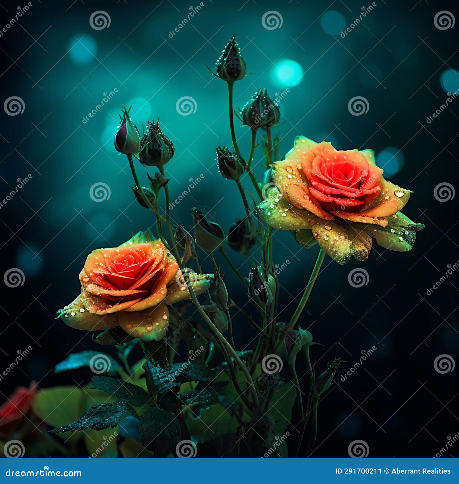 Two Orange Roses with Water Droplets on Them in Front of a Dark ...