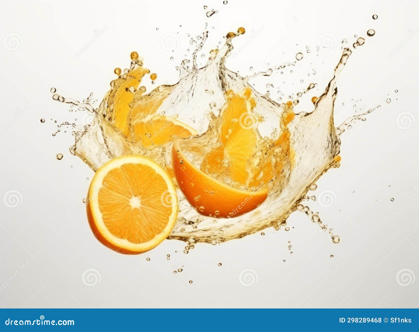 Two Orange Slices Splashing into a Pool of Water, Creating a Beautiful ...