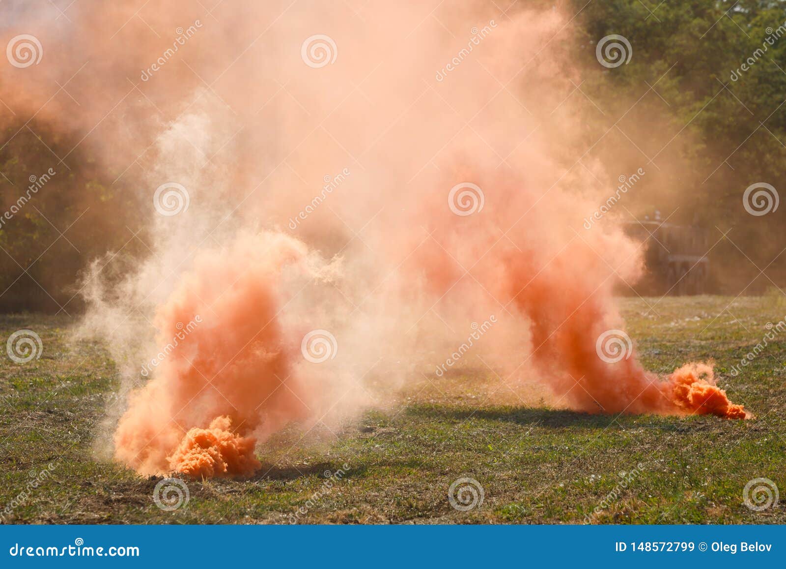 Two Orange Smoke Grenades on the Battlefield Stock Image - Image of ...