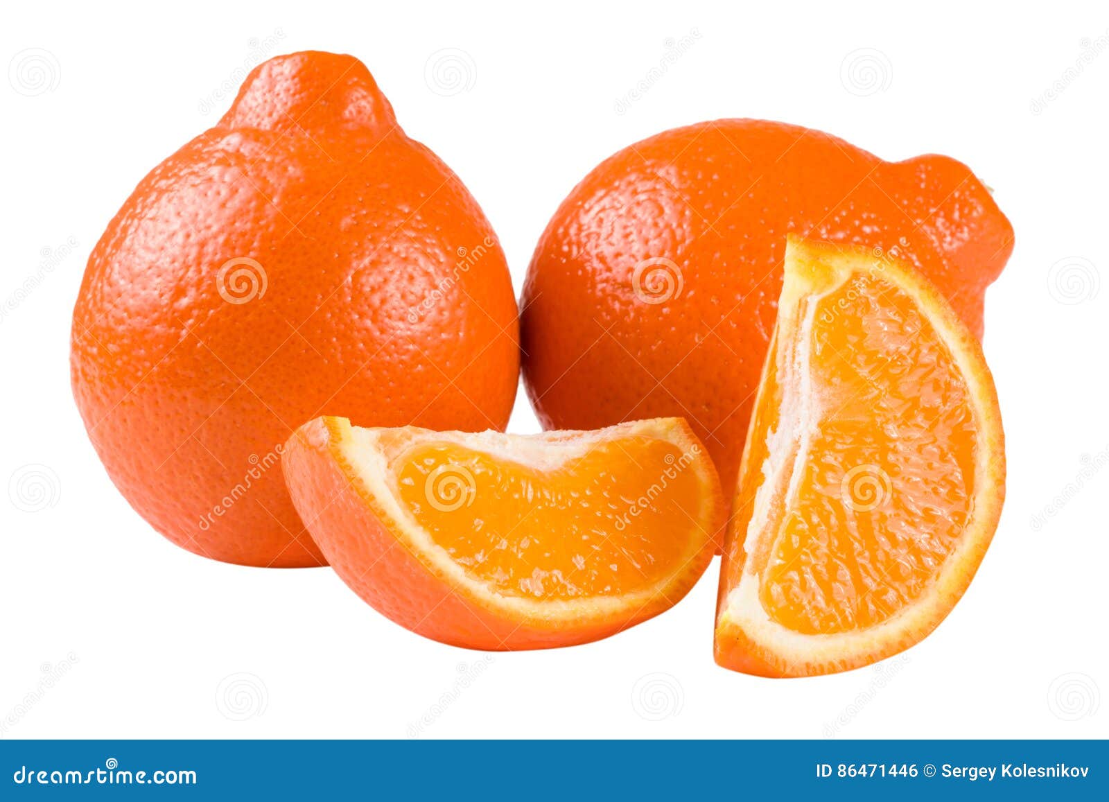 Two Orange Tangerine or Mineola with Slices Isolated on White ...