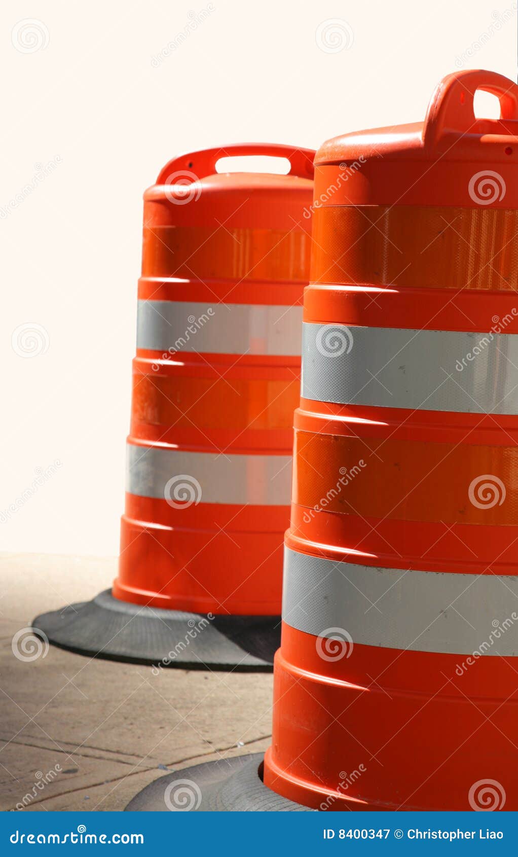 Two Orange Traffic Barrels stock image. Image of detour - 8400347