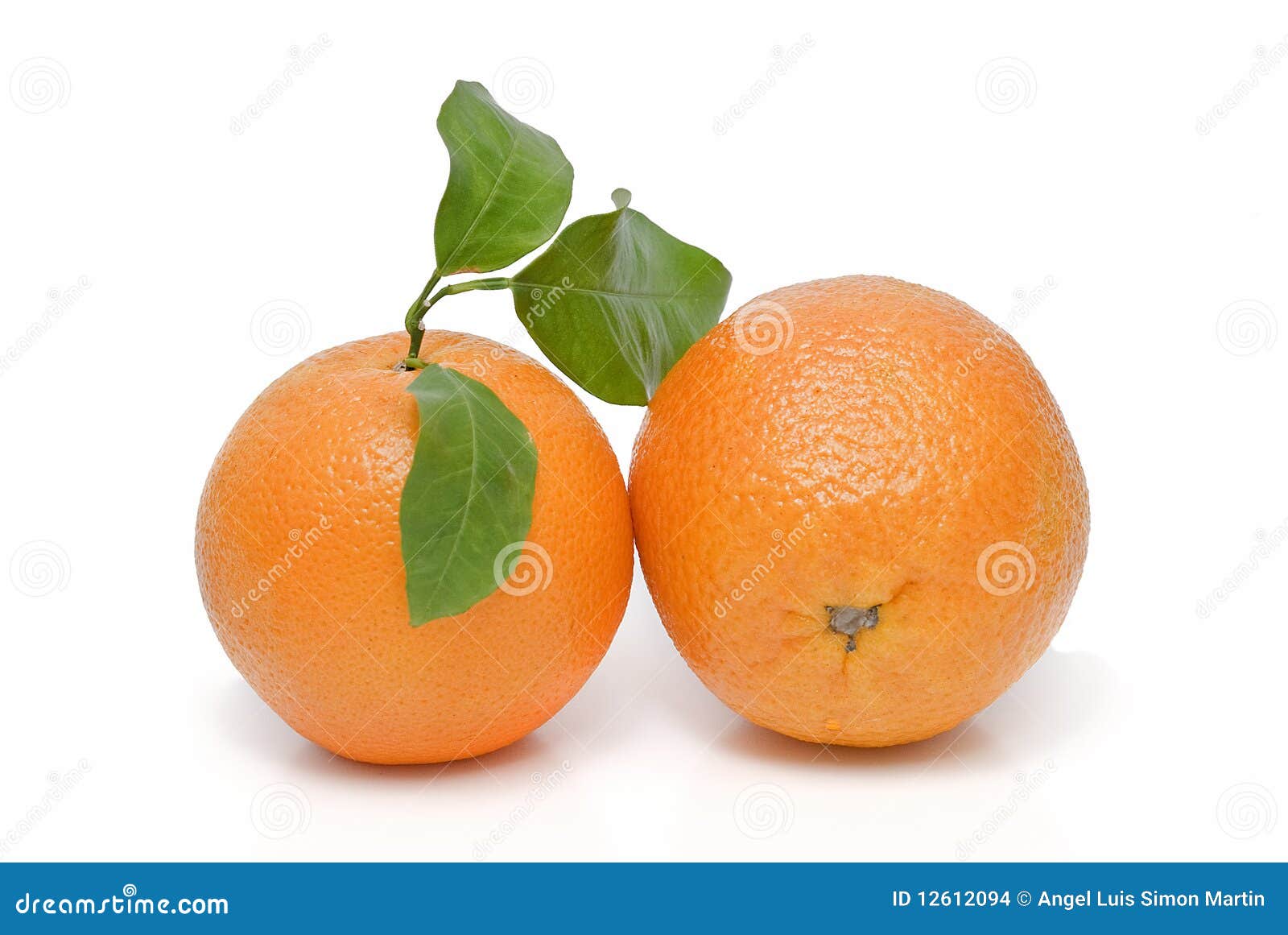 Two oranges. stock photo. Image of leaves, breakfast - 12612094