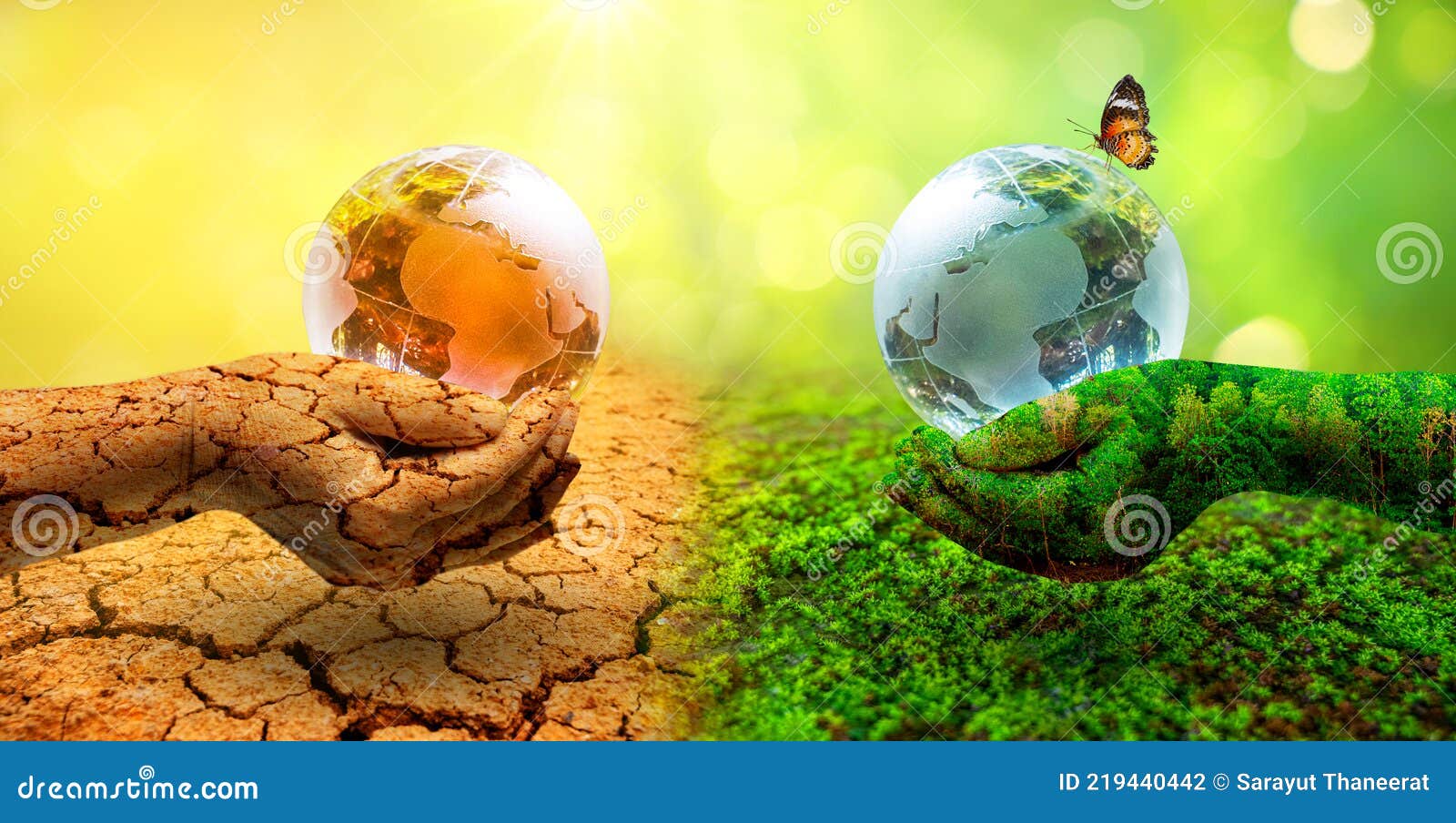 Two Orb Hands with Very Different Environments Earth Day or World ...