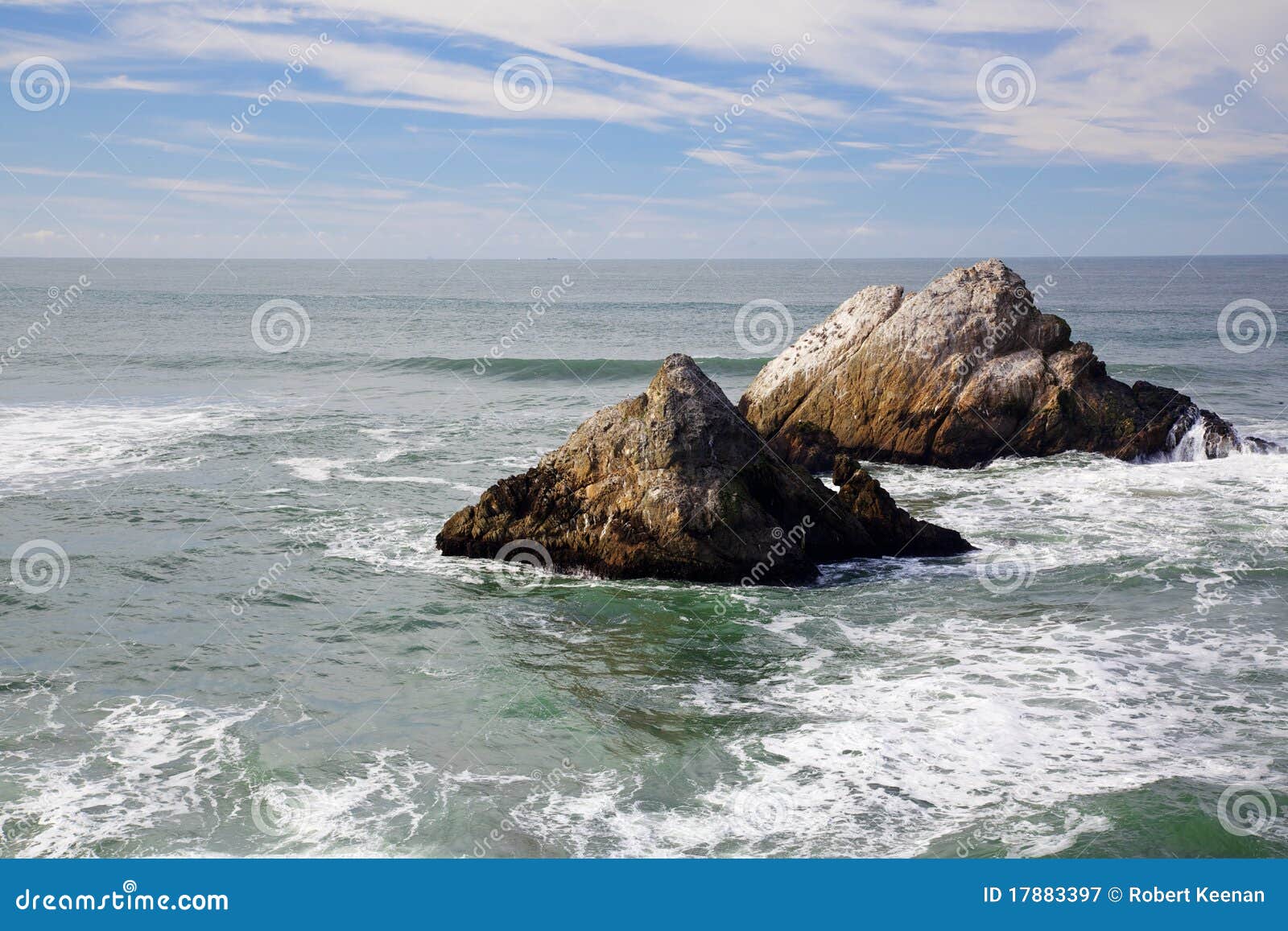 Two Outcrops Ocean Shore Cliff Stock Image - Image of grass, cloud ...
