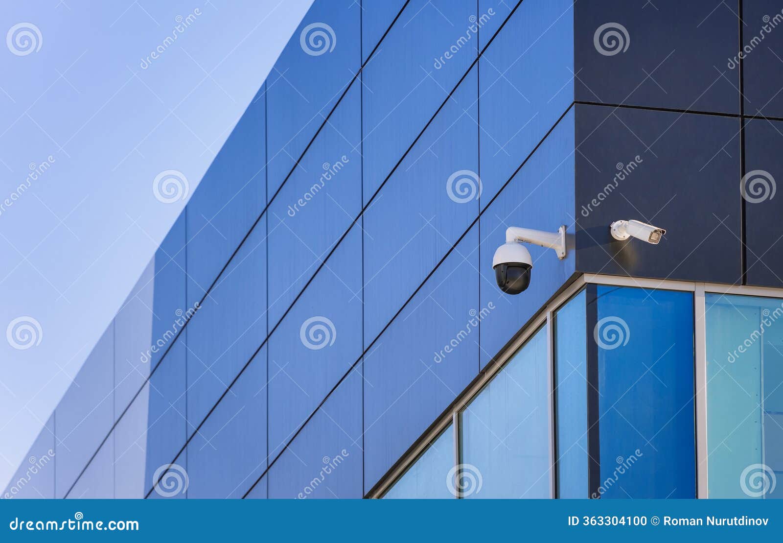 Two Outdoor Surveillance Cameras on the Corner of the Building Stock ...