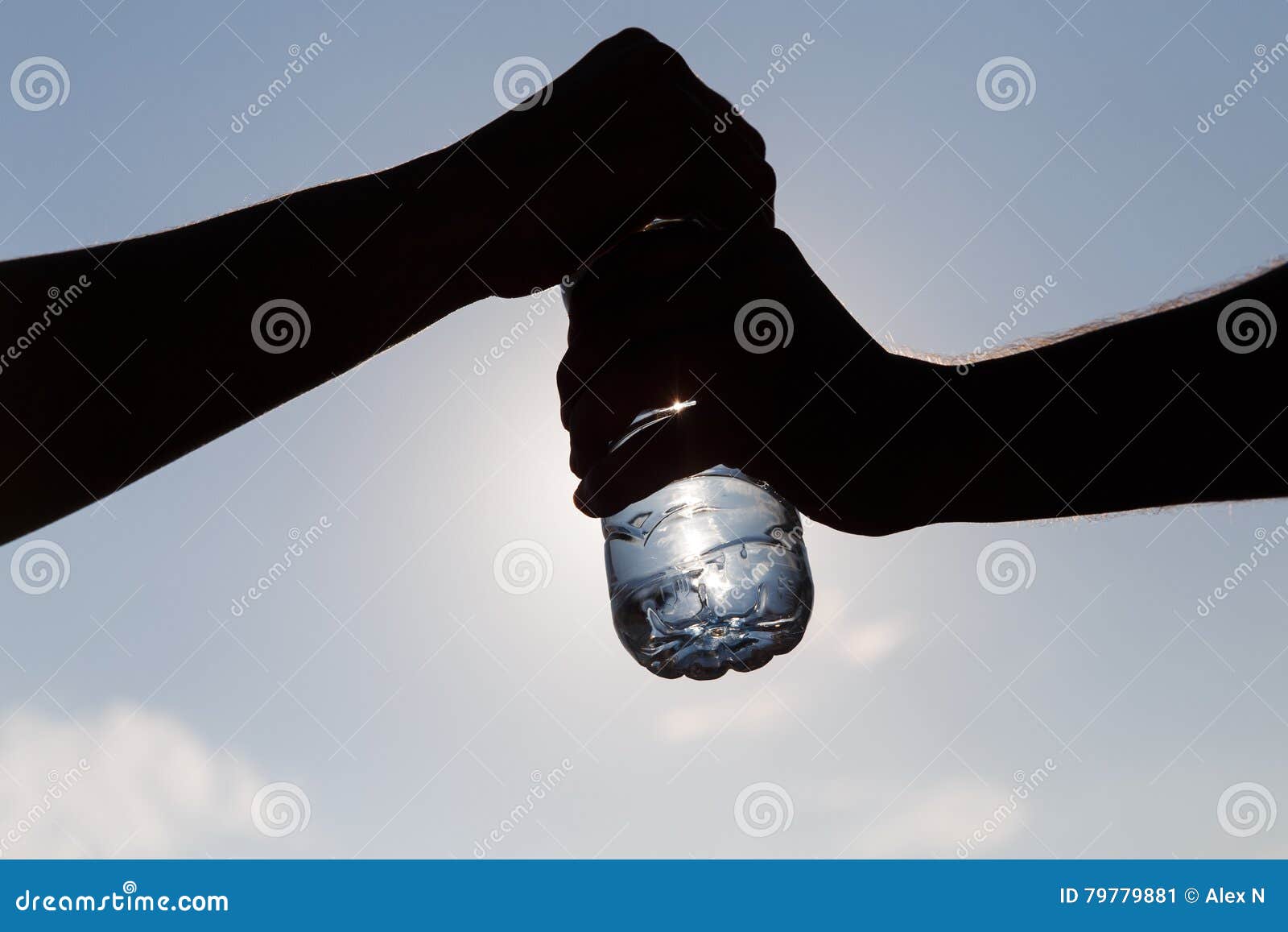 Two Outstretched Hands Closeup Holding Water Bottle Stock Image - Image ...