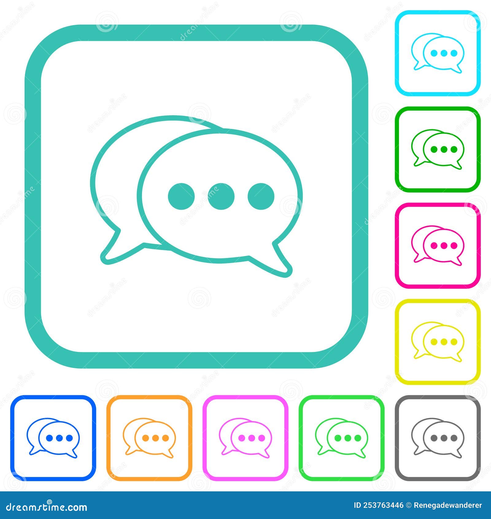Two Oval Active Chat Bubbles Outline Vivid Colored Flat Icons Stock ...