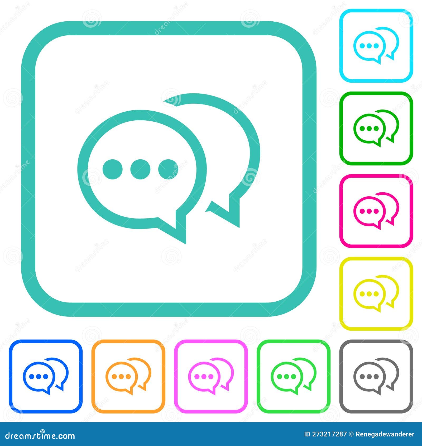 Two Oval Active Chat Bubbles Outline Vivid Colored Flat Icons Stock ...