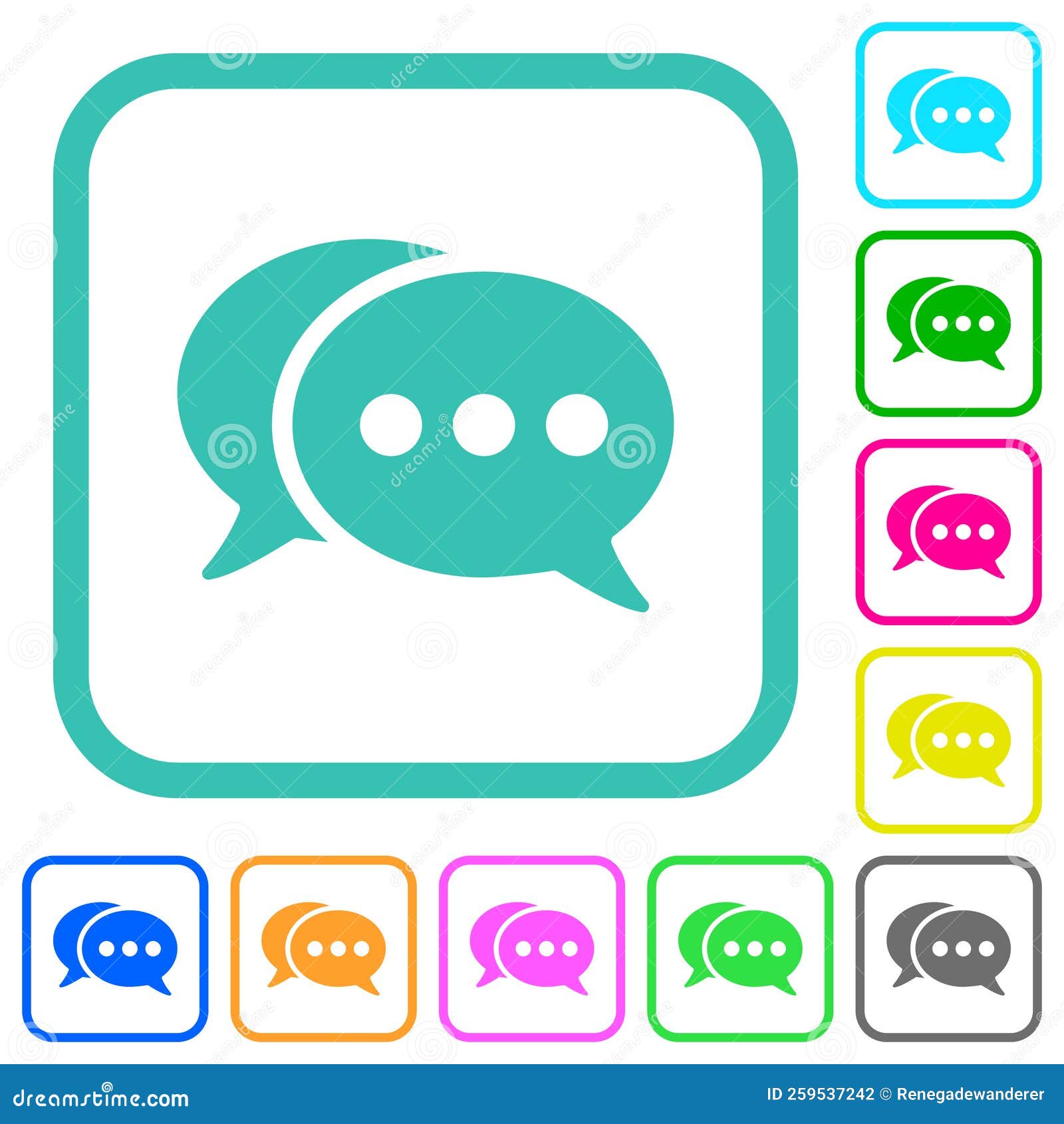 Two Oval Active Chat Bubbles Solid Vivid Colored Flat Icons Stock ...