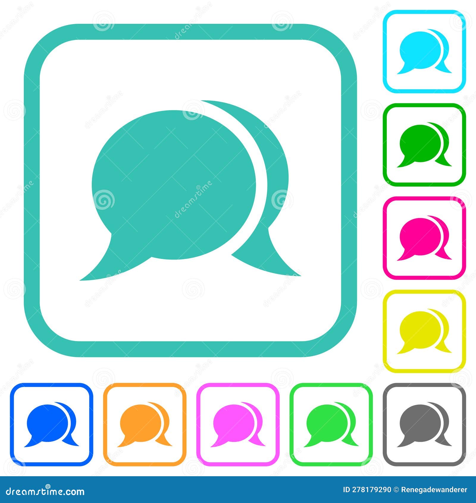 Two Oval Chat Bubbles Solid Vivid Colored Flat Icons Stock Vector ...