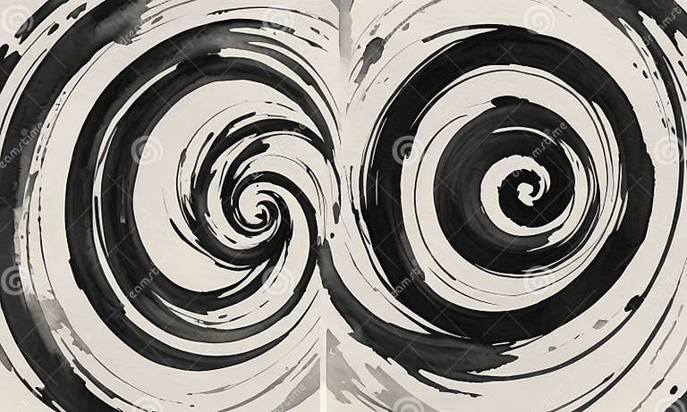 Two Overlapping Black and White Spiral Patterns, with Varying Sizes and ...