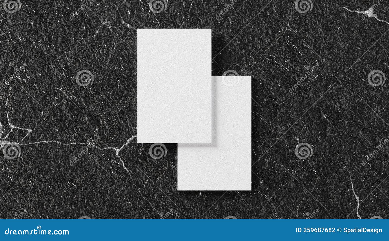 Two Overlapping Blank White Cards Mockup Top View Photo Realistic 3D ...