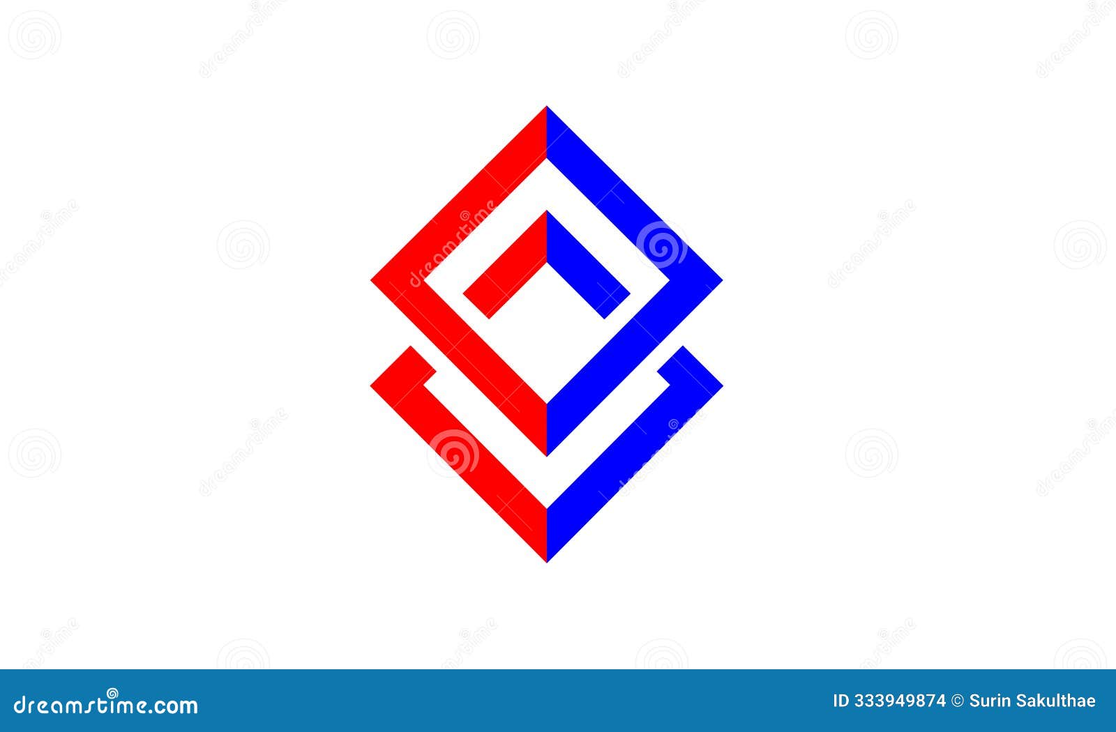 Two Overlapping Blue Red Square Logos Design Stock Illustration ...