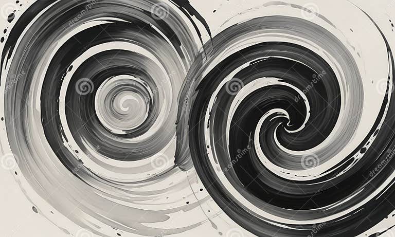 Two Overlapping Spiral Patterns in Black and White, with Slight Blur ...