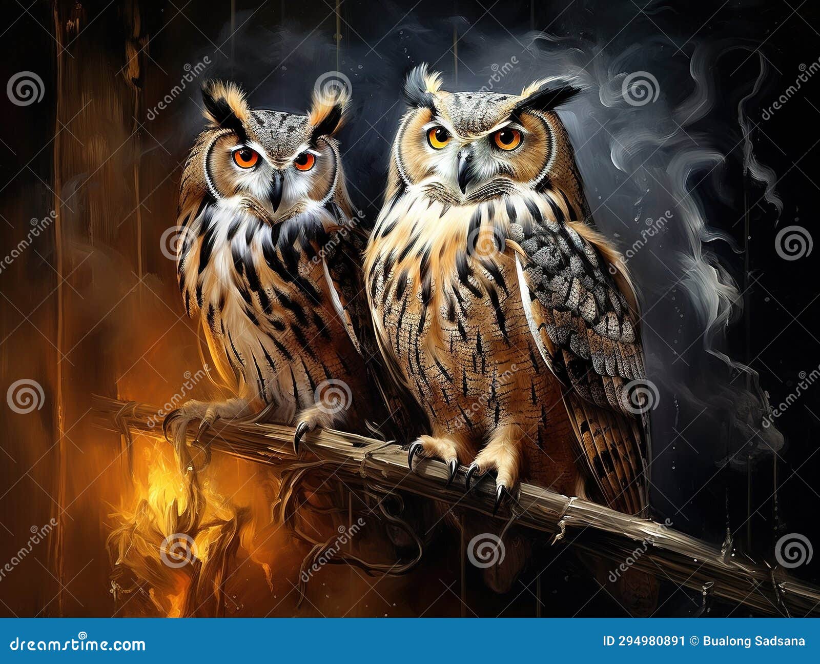 Two owls stock illustration. Illustration of creativity - 294980891