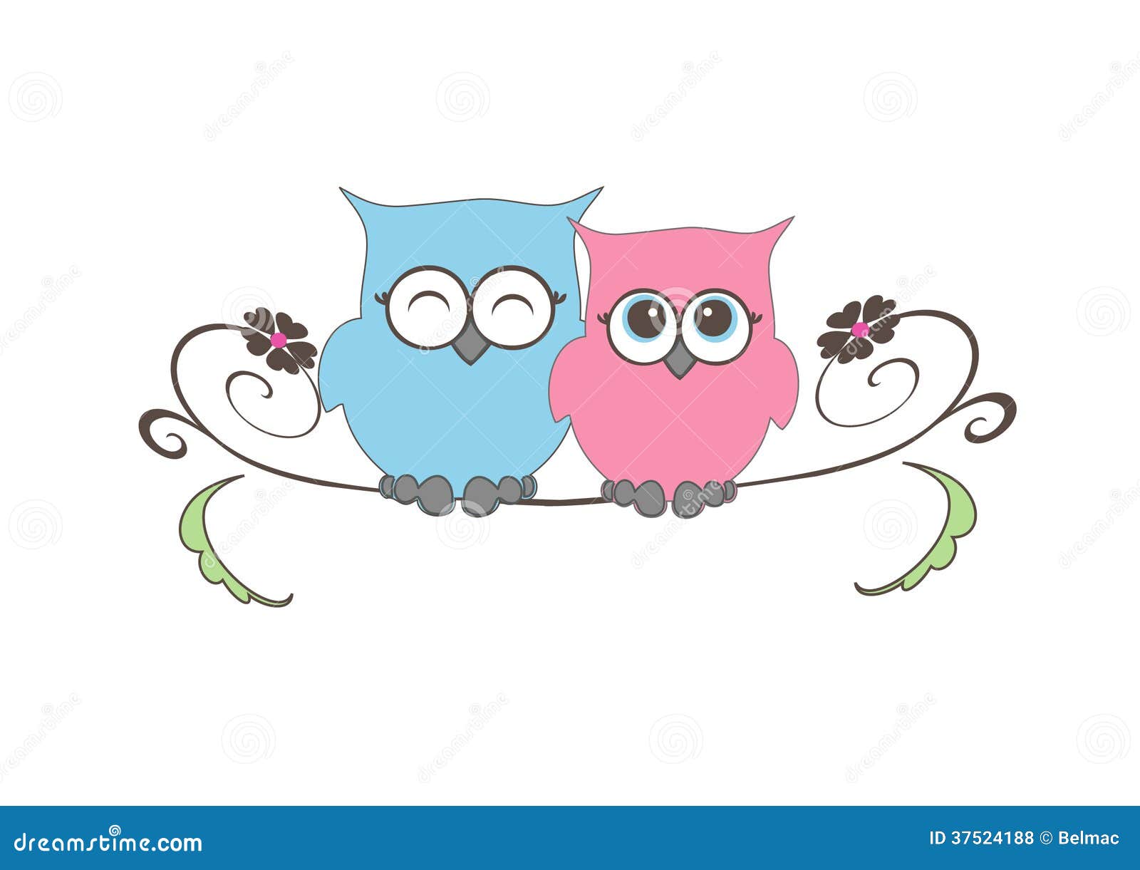 Two owls in love stock vector. Illustration of holiday - 37524188