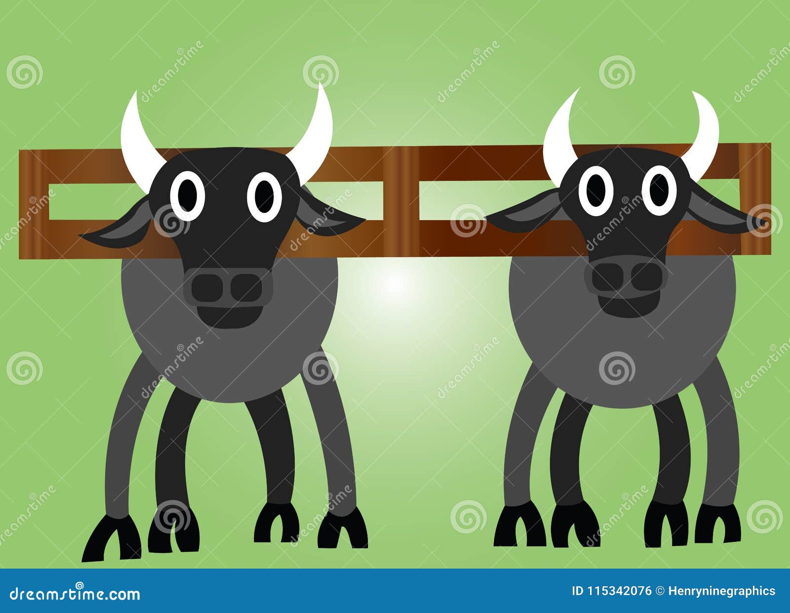 Plough Oxen on farm stock vector. Illustration of work - 115342076