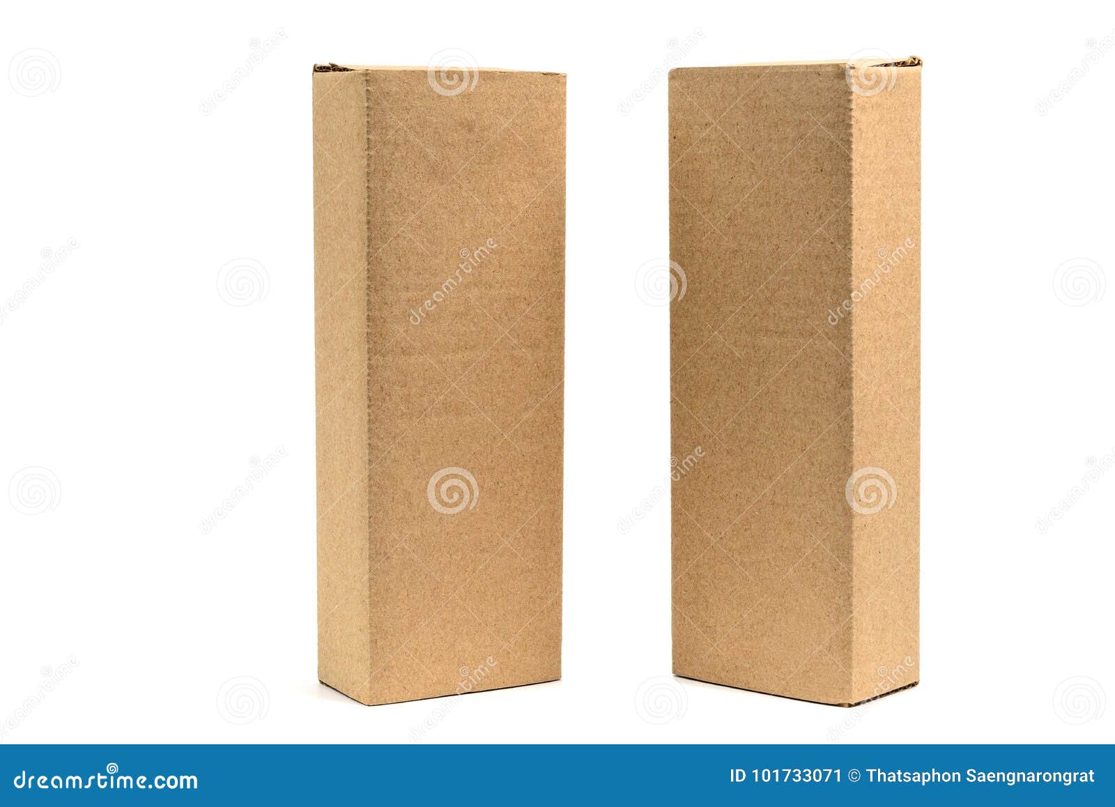 Two Package Brown Cardboard Box for Long Items. Mockup, Isolated Stock ...