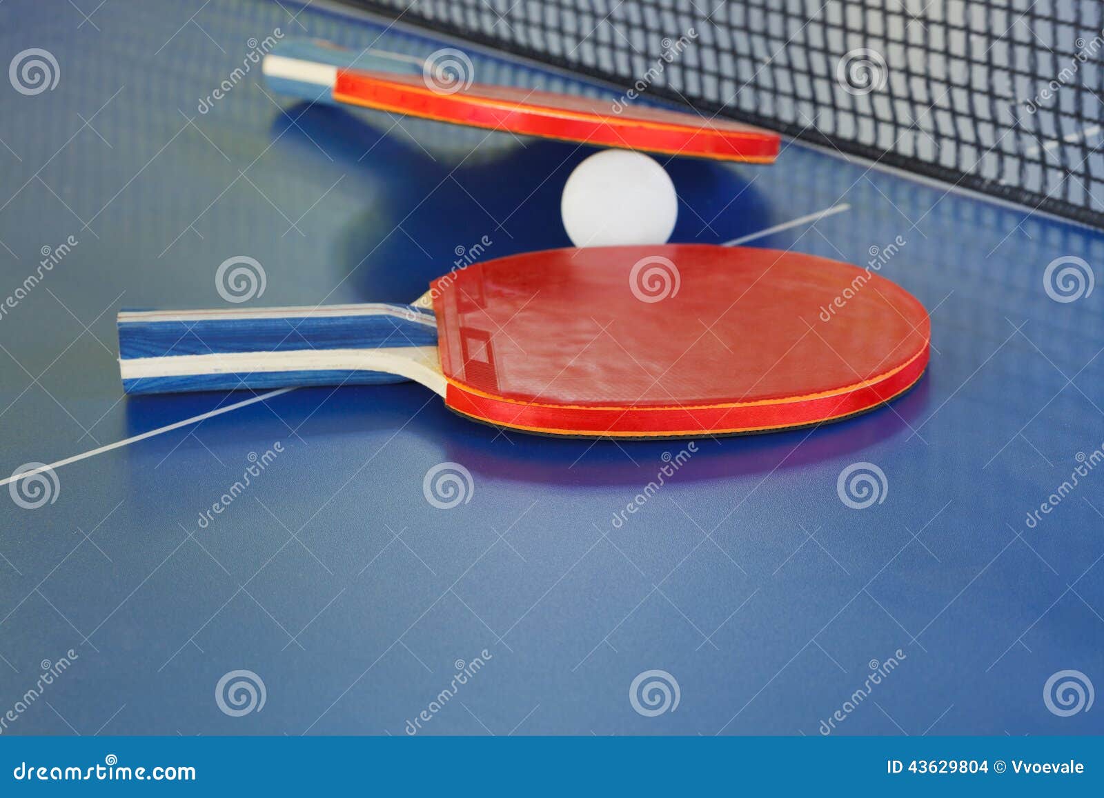 Blue Ping Pong Table Outdoors. Table Tennis Equipment In Park. Front ...