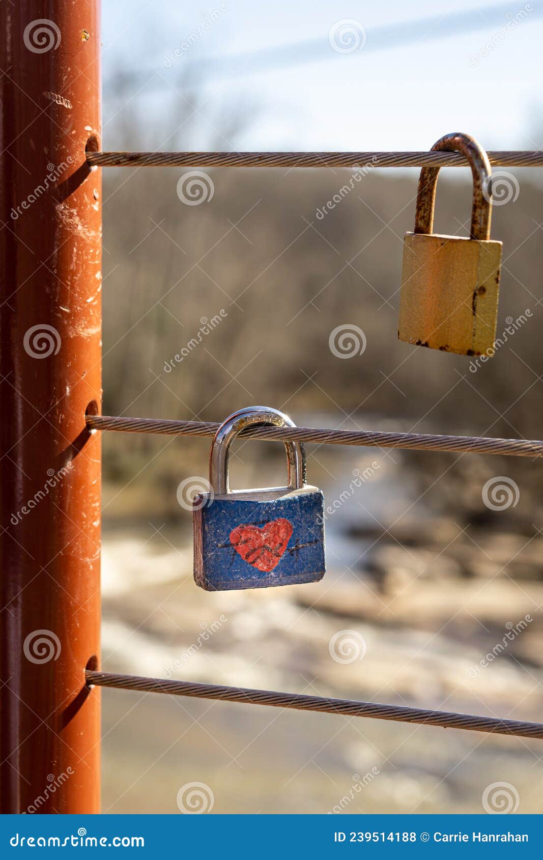 Two Padlocks Hooked on a Bridge Stock Photo - Image of cables, love ...