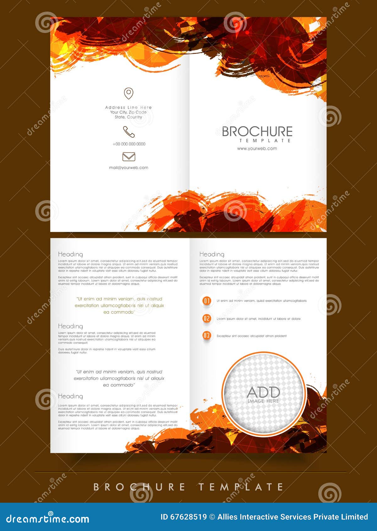 Two Page Brochure, Template or Flyer for Business. Stock Illustration ...