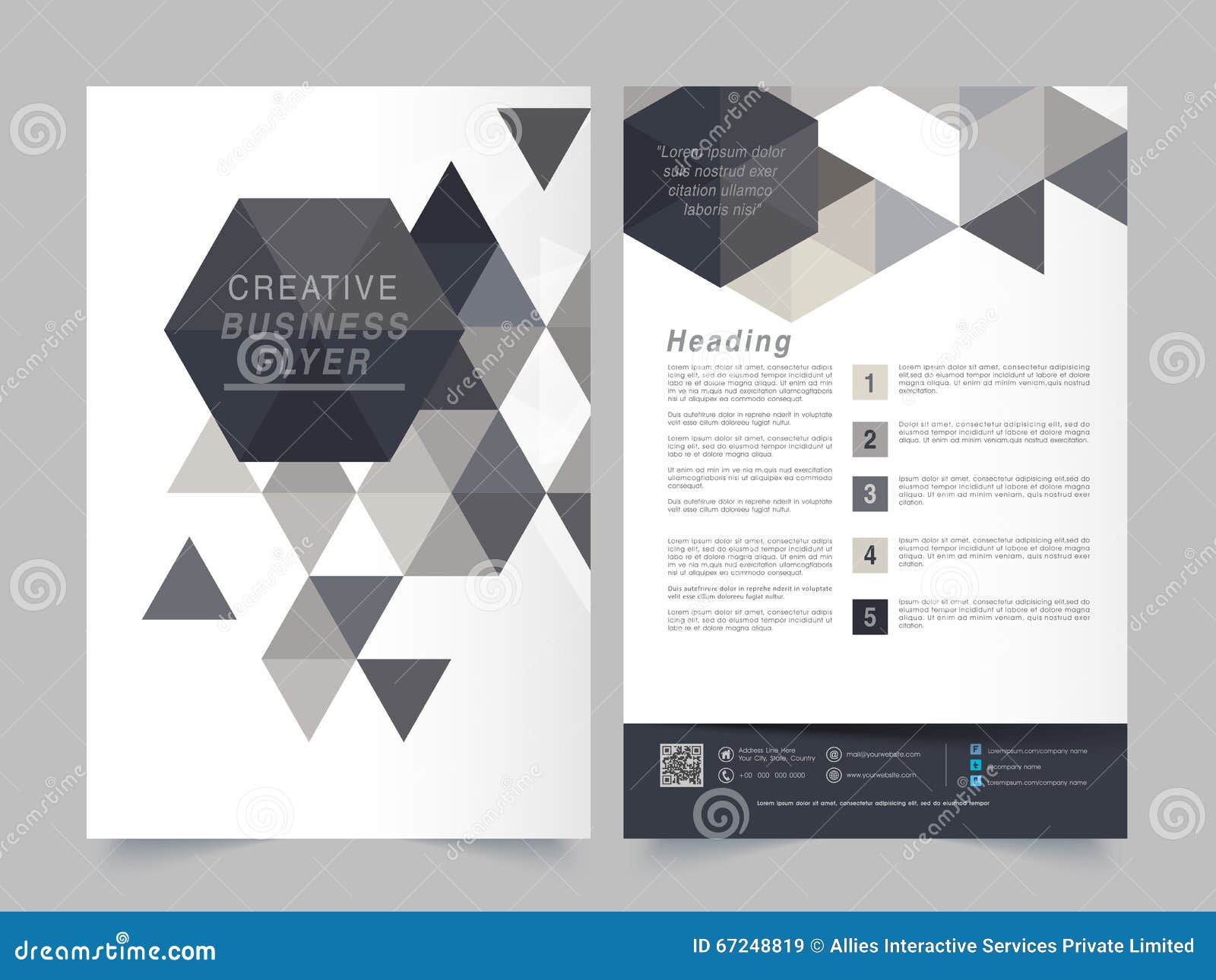 Two Page Brochure, Template or Flyer for Business. Stock Illustration ...