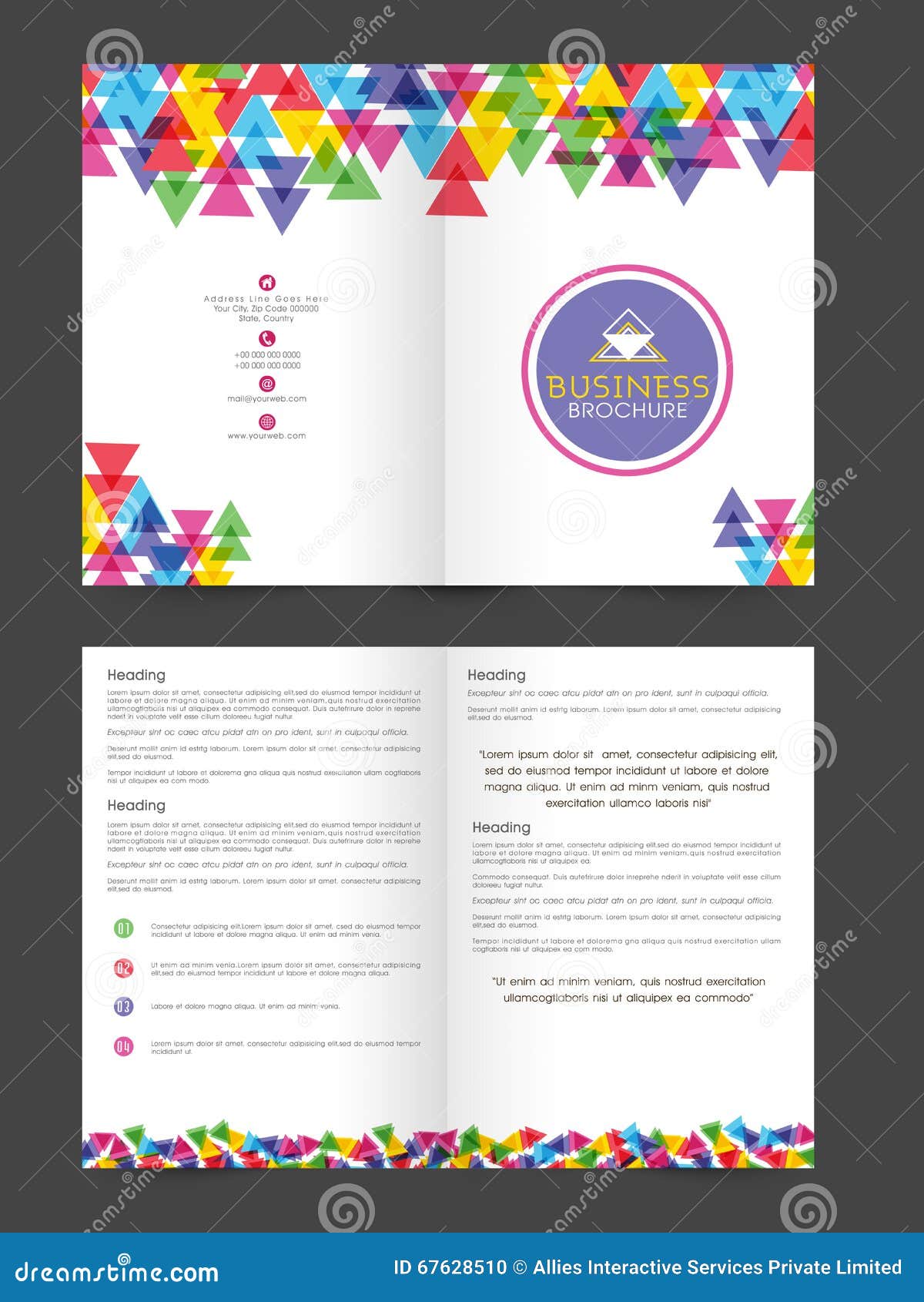 Two Page Brochure, Template or Flyer for Business. Stock Illustration ...