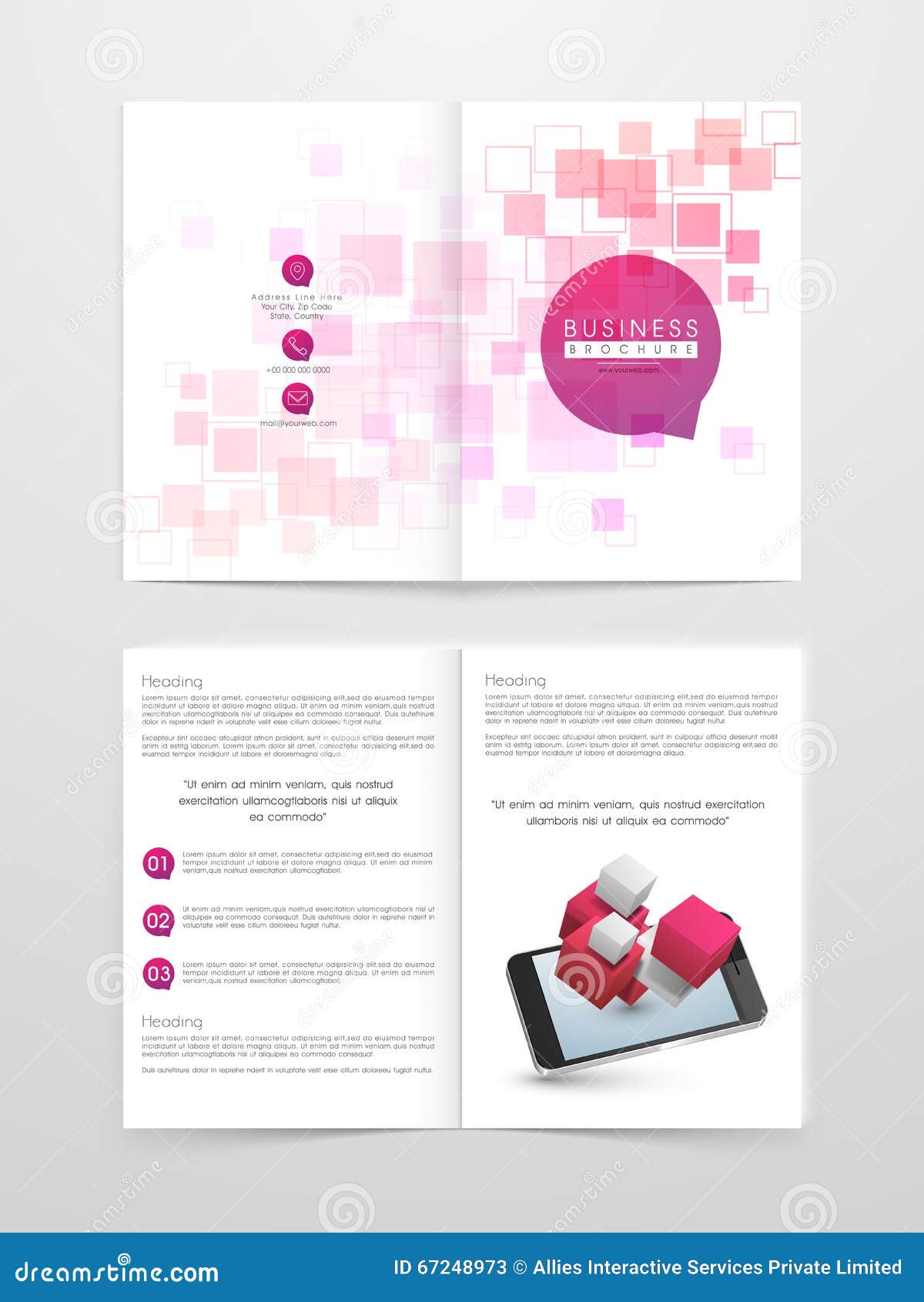 Two Page Brochure, Template or Flyer for Business. Stock Illustration ...