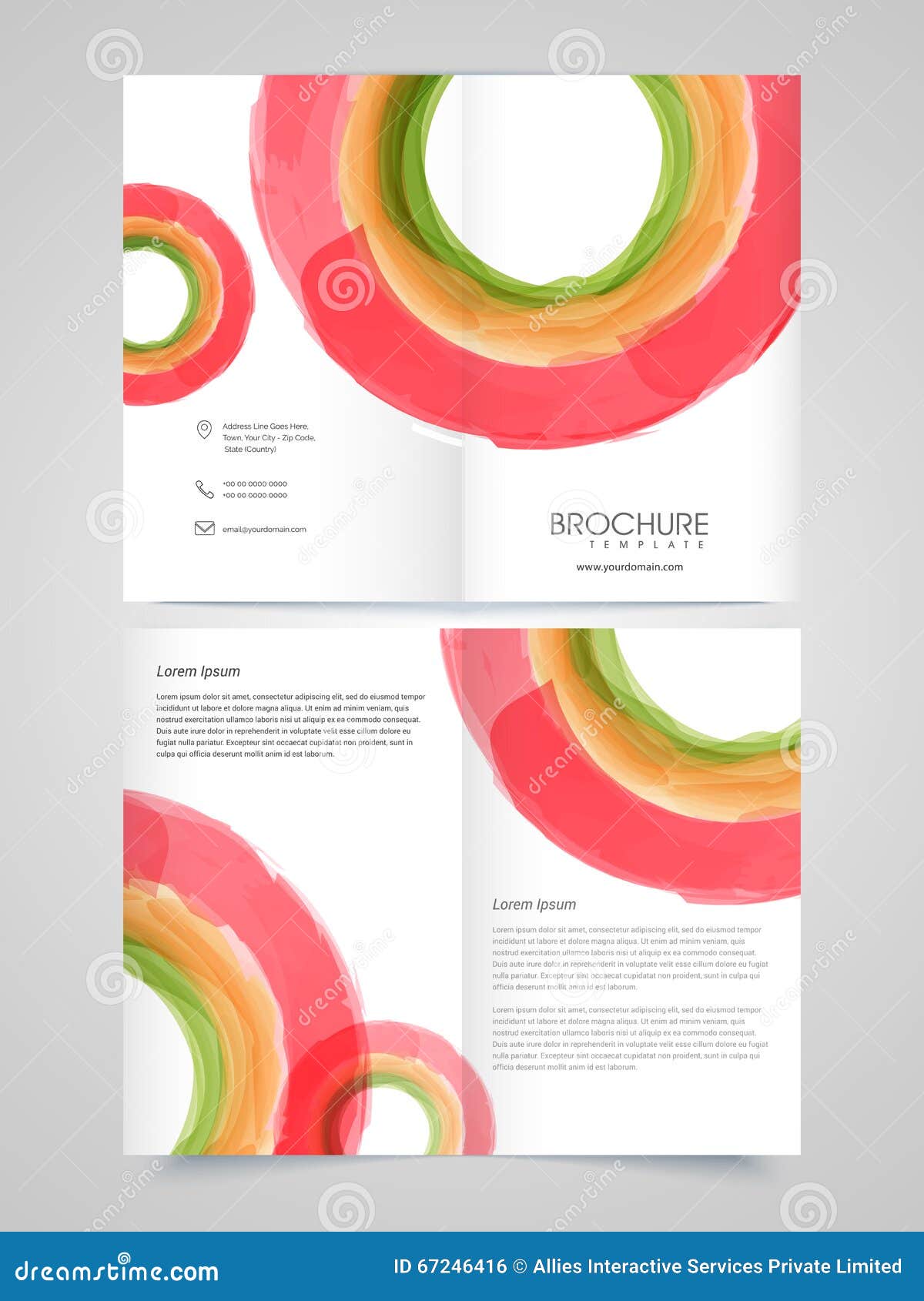 Two Page Brochure, Template or Flyer for Business. Stock Illustration ...