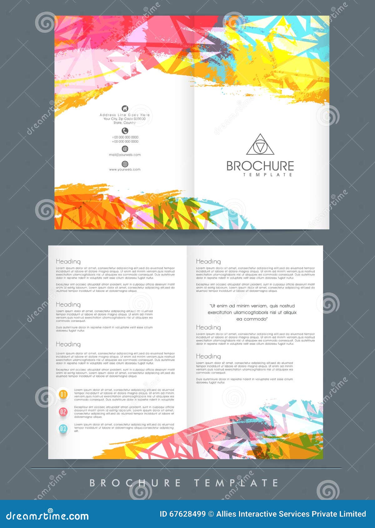 Two Page Brochure, Template or Flyer for Business. Stock Illustration ...
