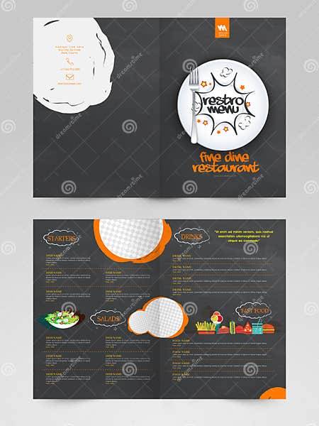 Two Page Restaurant Menu Card Design. Stock Illustration - Illustration ...