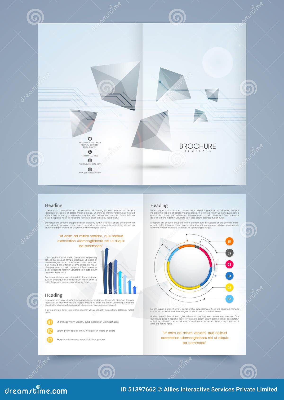 Two Pages Brochure or Flyer for Business. Stock Illustration ...
