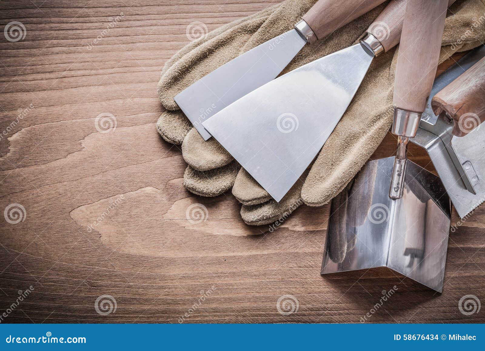 Two Paint Scrapers Angle Formers Working Glove Stock Photo - Image of ...