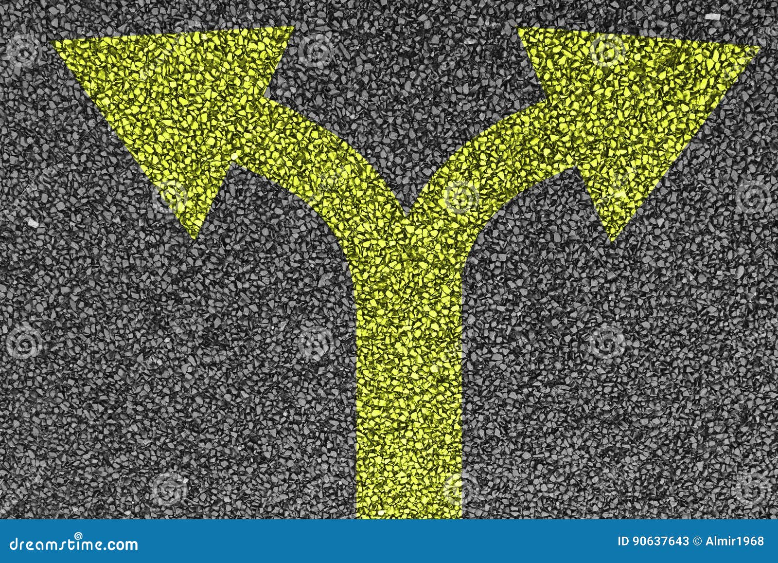 Two painted yellow arrows stock image. Image of arrows - 90637643