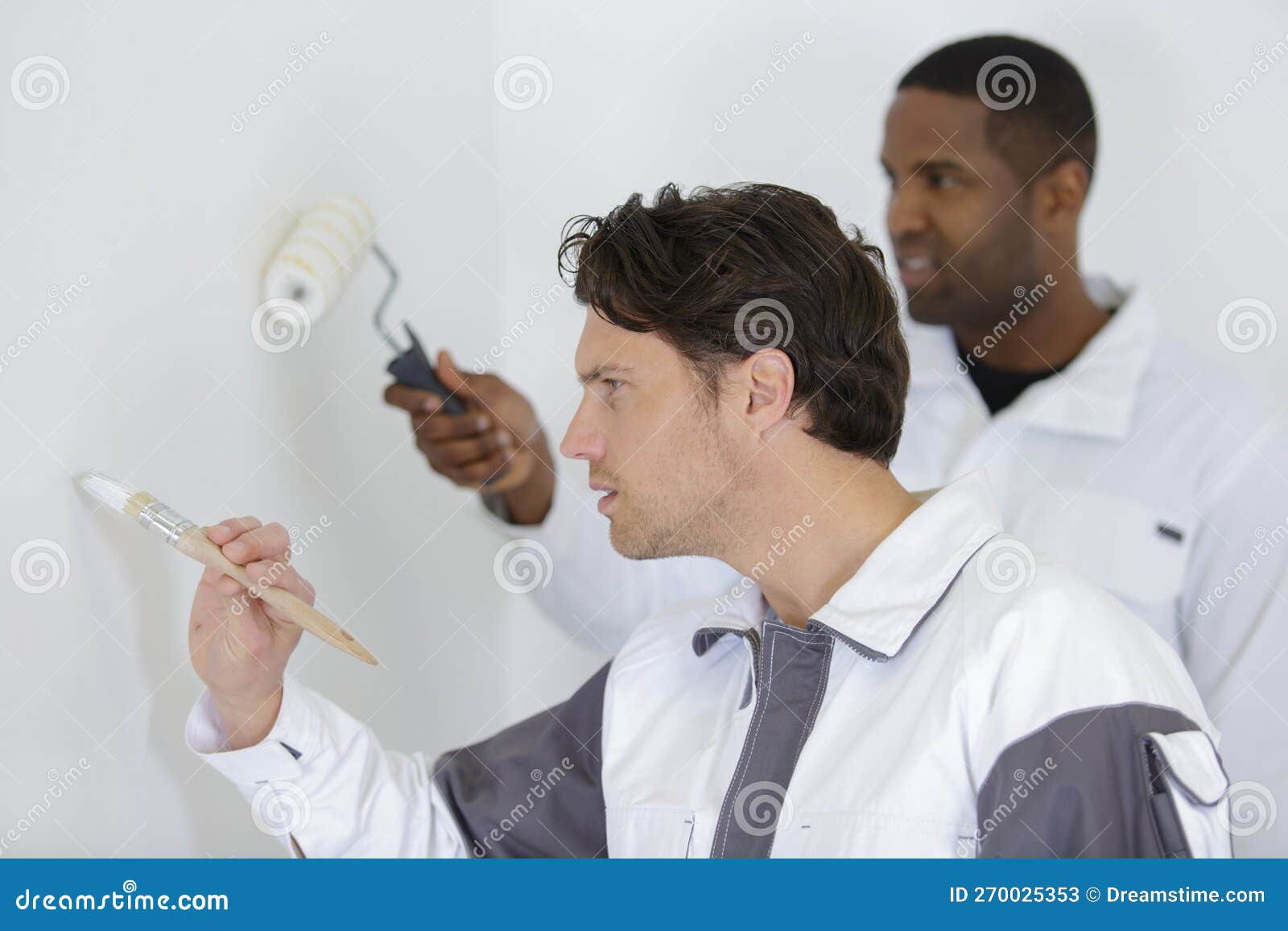Two Painters in Their Uniform Stock Image - Image of renovation ...