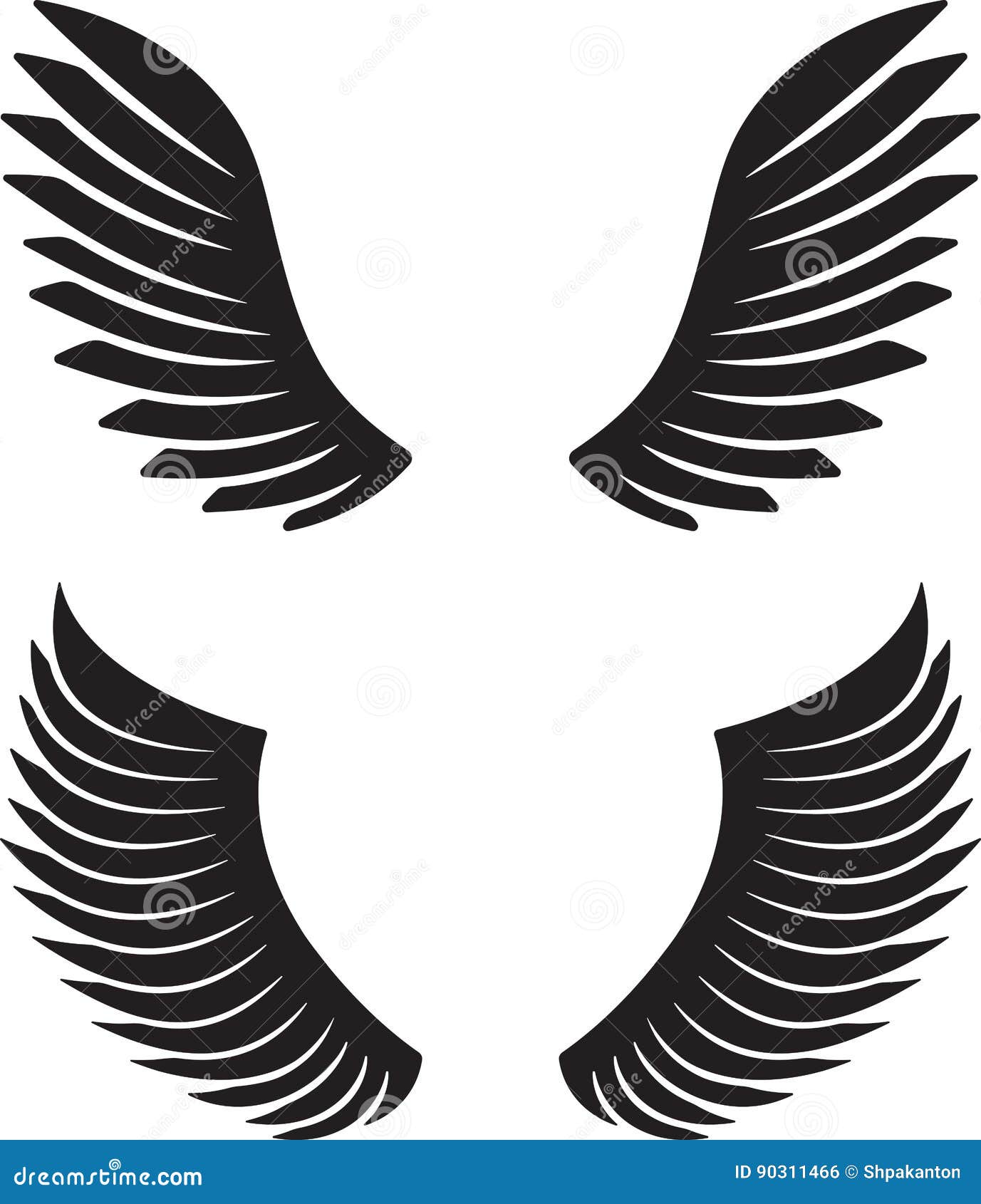 Two Pair of Black Vector Wings for Your Design Stock Vector ...
