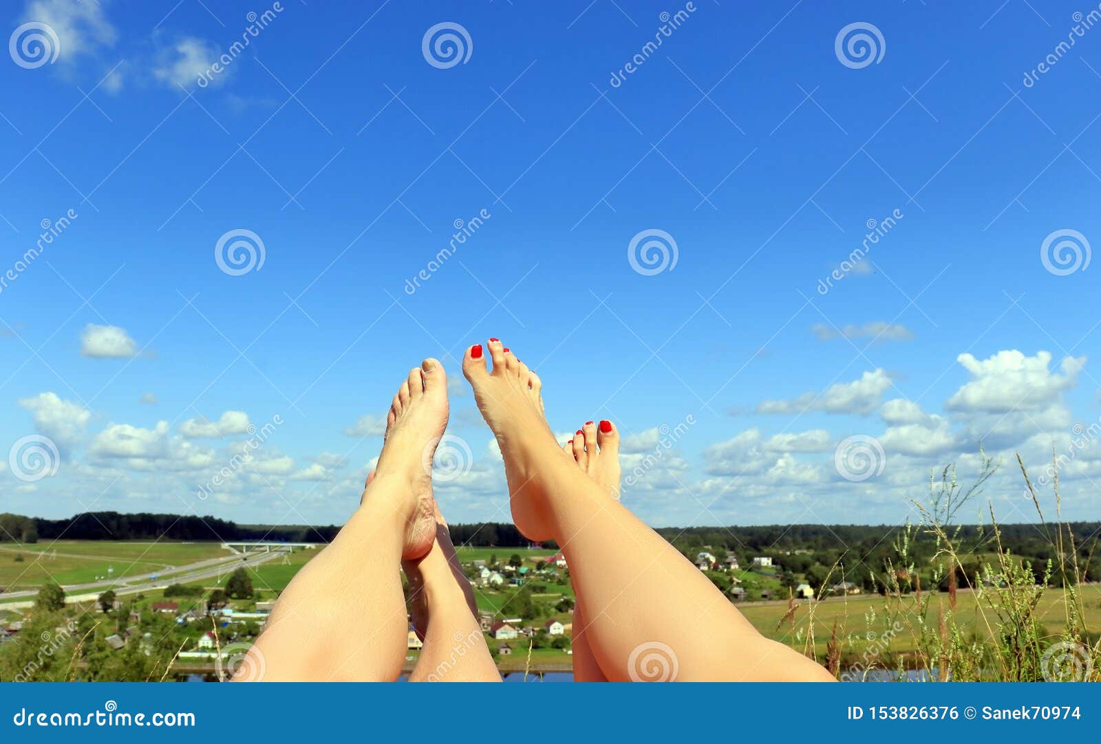 Two pairs of legs stock photo. Image of beautiful, beach - 153826376