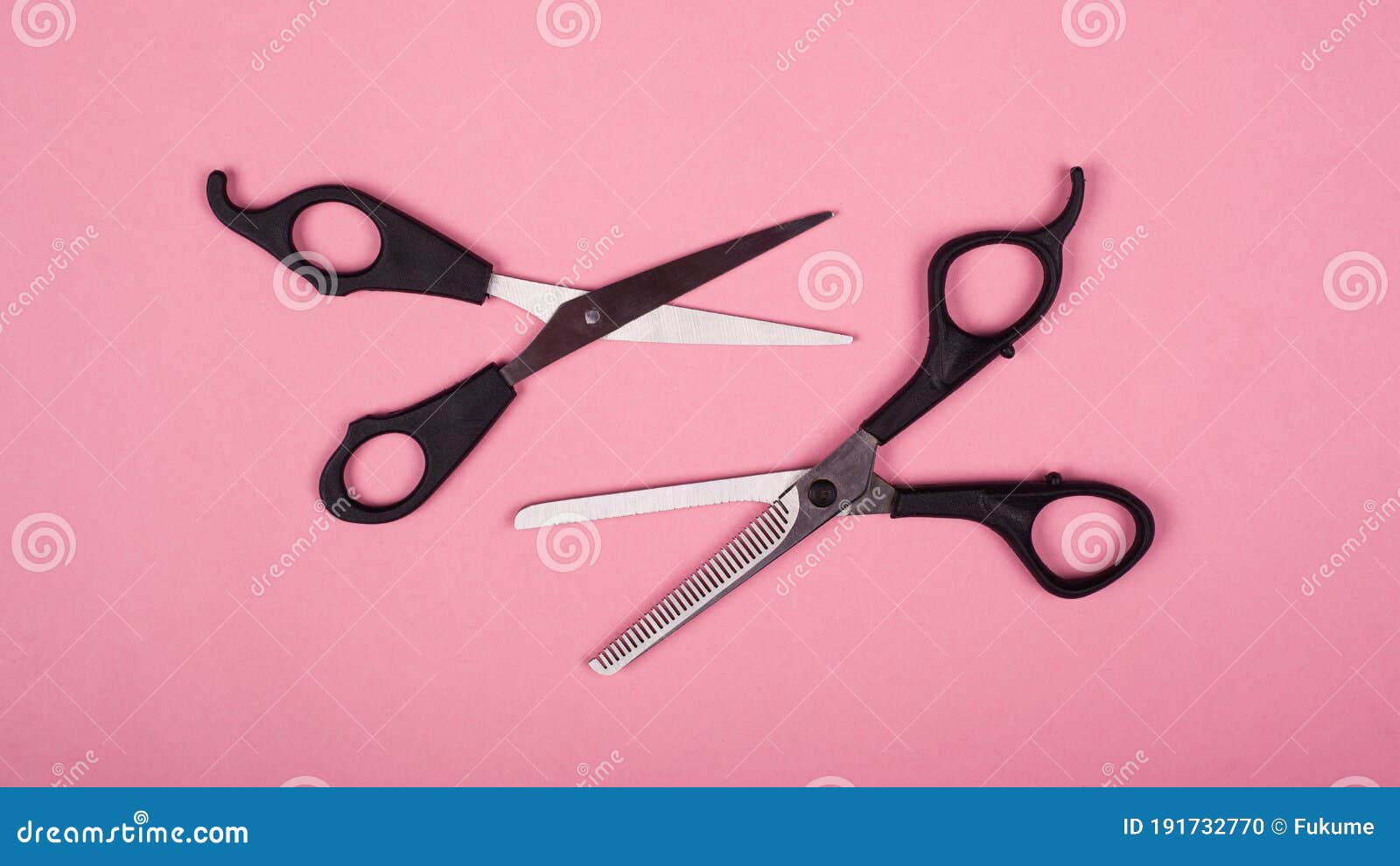 Two Pairs Of Scissors For Haircuts On A Pink Background Royalty-Free ...