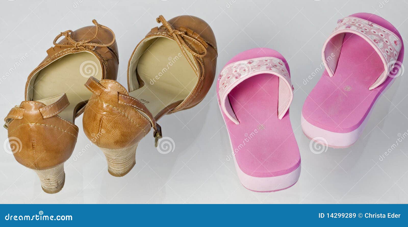 Two pairs of shoes stock image. Image of mother, sandals - 14299289