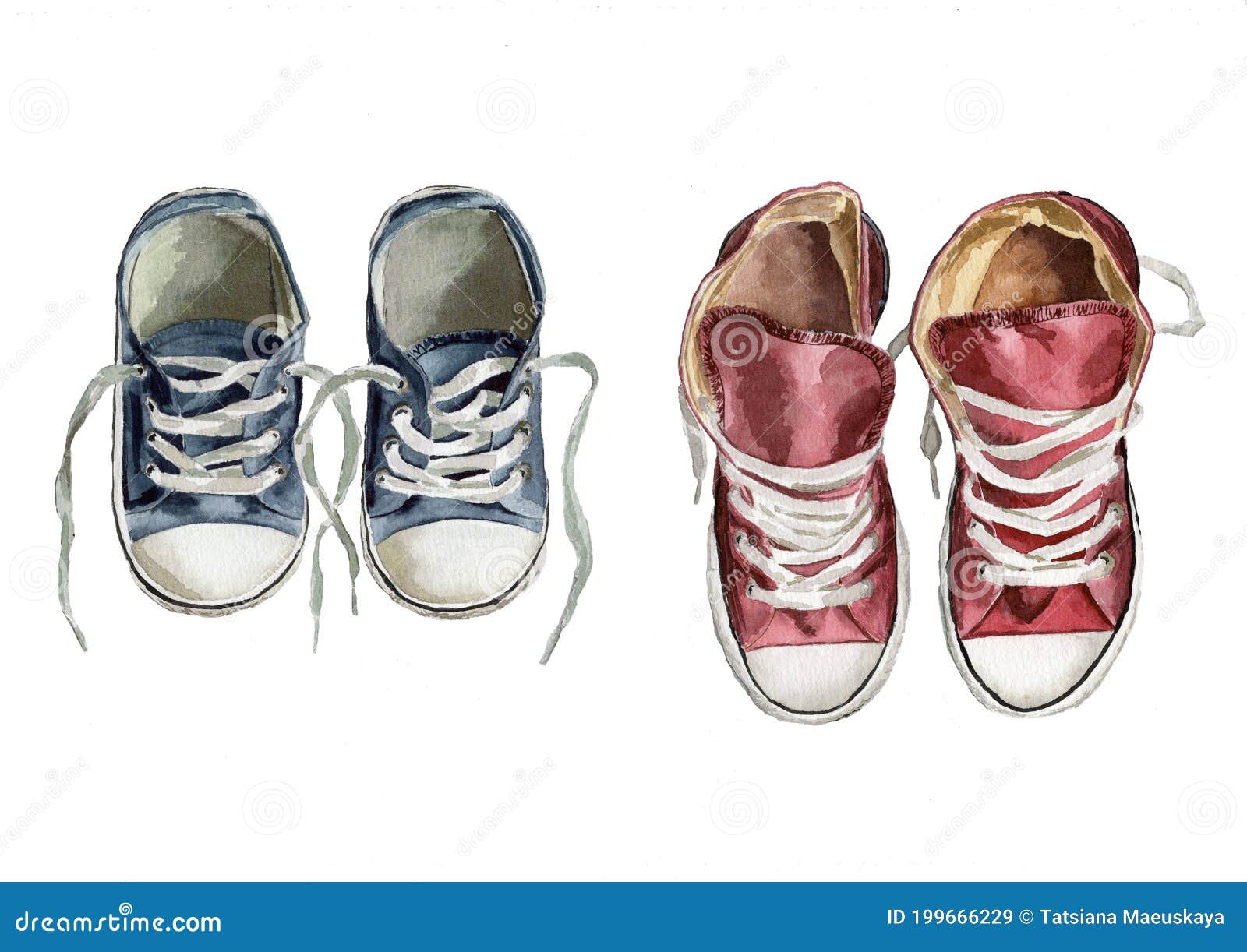 Two Pairs of Sneakers of Different Sizes Different Colors Stock ...