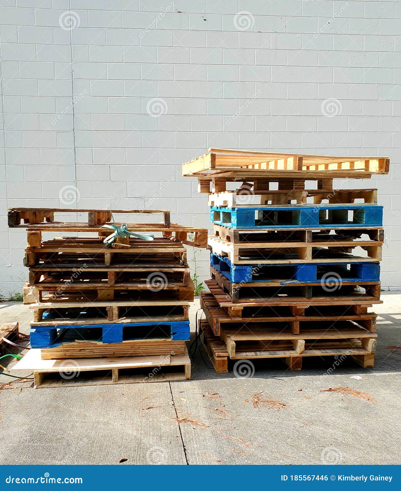 Two Pallet Stacks stock photo. Image of blue, furniture - 185567446