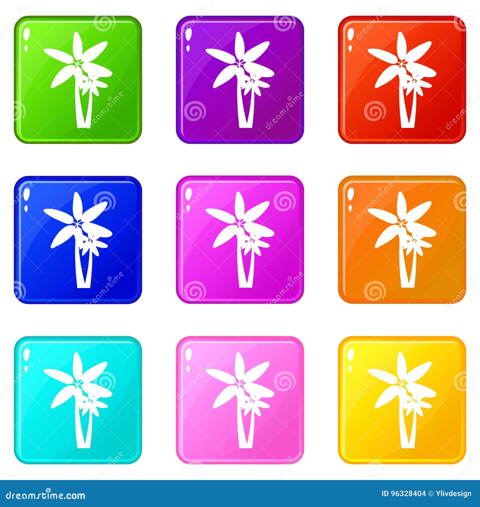 Two palm trees icons 9 set stock vector. Illustration of collection ...